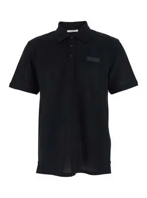 Givenchy Polo Shirt With Logo Patch On The Front In Cotton For - Black