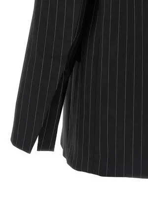 Sportmax Spxdivina Pinstripe Wool Gabardine Blazer Jacket - Black