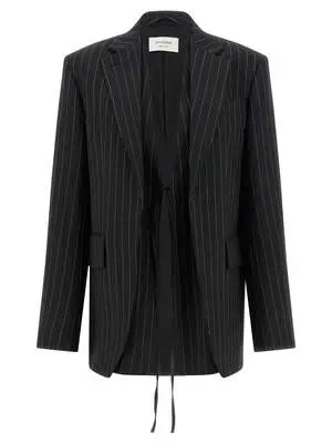 Sportmax Spxdivina Pinstripe Wool Gabardine Blazer Jacket - Black