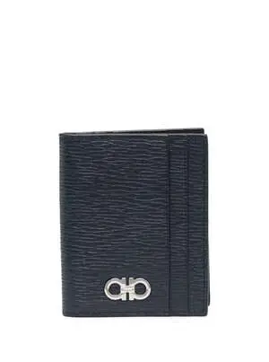 FERRAGAMO Blue Cardholder With Gancini Metal Logo On The Front In Leather For - Multicolor