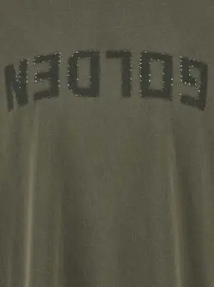 GOLDEN GOOSE T-shirt With Front Logo And Front Patch Logo In Cotton For