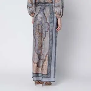 Zimmermann Silk Wide Leg Trousers With Tapestry Print