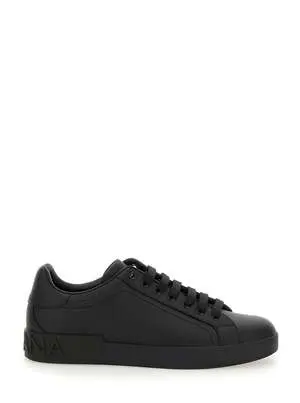 Dolce & Gabbana Portofino" Low Top Sneakers With Logo Detail - Black
