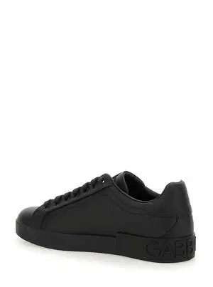 Dolce & Gabbana Portofino" Low Top Sneakers With Logo Detail - Black