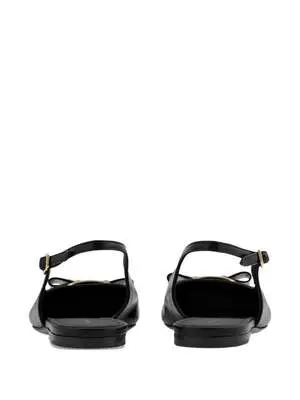 FERRAGAMO Zelmy Leather Flat Slingback - Black