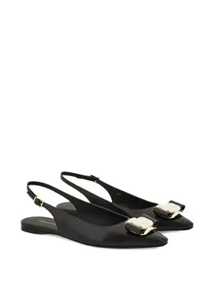 FERRAGAMO Zelmy Leather Flat Slingback - Black