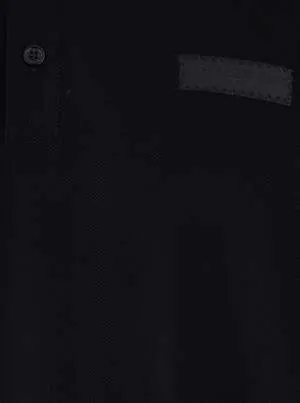 Givenchy Black Polo Shirt With Logn Sleeves And Chest Logo Patch In Cotton