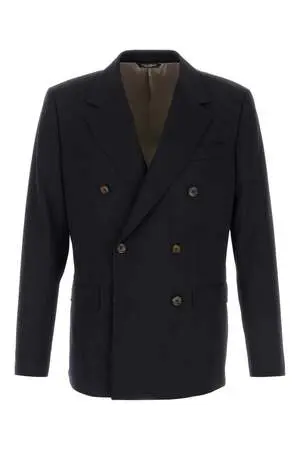 Dolce & Gabbana Black Stretch Wool Blazer - Blue