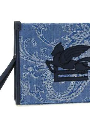 Etro Paisley Jacquard Clutch With Logo Embroidery - Blue