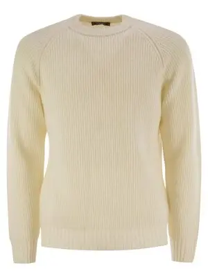 Peserico Crew-neck Ribbed Knit Sweater - White