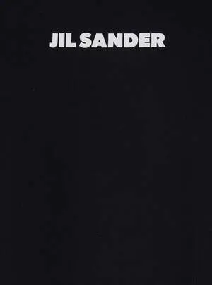 JIL SANDER Cotton Crew Neck T-shirt With Front Logo Lettering - Black