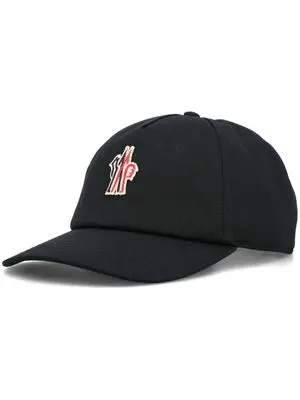 Moncler Logo Cotton Baseball Cap - Black