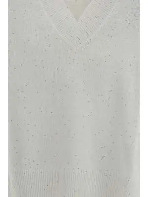 Brunello Cucinelli Sparkling Linen V-neck T-shirt