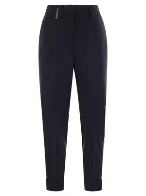 Peserico Virgin Wool Blend Trousers With Embellished Side Detail
