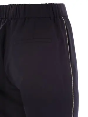 Peserico Virgin Wool Blend Trousers With Embellished Side Detail