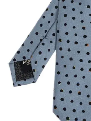 Fendi Micro Dots Pattern Silk Neck Tie - Blue