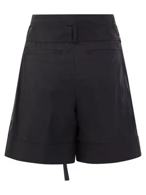 Peserico High-waisted Pleated Stretch Cotton Shorts With Belt