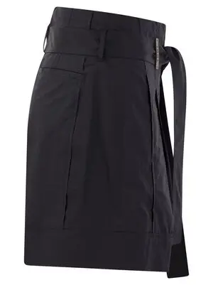 Peserico High-waisted Pleated Stretch Cotton Shorts With Belt