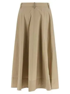 Brunello Cucinelli Flared Cotton Skirt - Cream