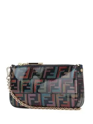 Fendi Glazed Ff Fabric Baguette Pouch With Chain - Multicolor