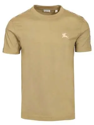 Burberry Cotton T-shirt With Check Trim - Cream