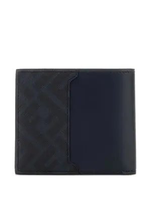 Fendi Squared Ff Leather And Ff Canvas Compact Bi-fold Wallet