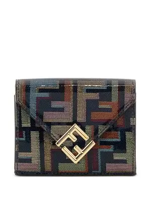 Fendi Ff Diamonds Multicolour Glazed Ff Fabric Wallet - Multicolor