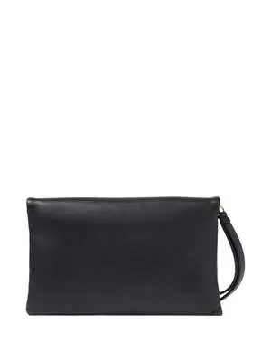 Fendi Nappa Leather Mamma Baguette Pouch With Chain Strap - Black