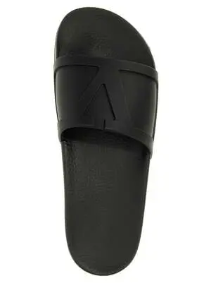 Valentino Garavani Coolside Rubber Slides With Embossed Vlogo Signature - Black