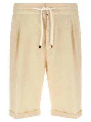 Brunello Cucinelli Linen Bermuda Shorts - Cream