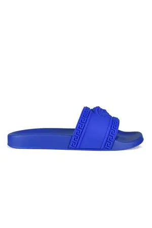 Versace Medusa Embossed Rubber Slides - Blue
