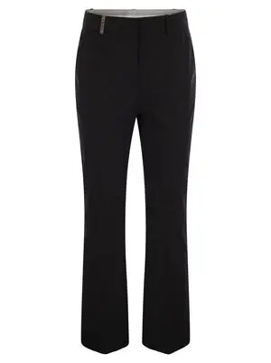 PESERICO PESERICO Stretch Cotton High Waist Trousers With Flared Bottom