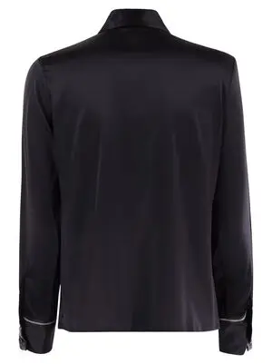 Peserico Silk Crepe Shirt With Embellished Cuffs