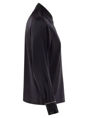 Peserico Silk Crepe Shirt With Embellished Cuffs