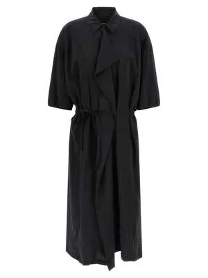 LEMAIRE Asymmetrical Silk Blend Shirt Dress - Black
