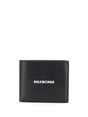 Balenciaga Logo-print Squared Bi-fold Wallet - Black