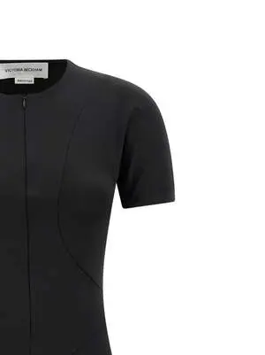 Victoria Beckham Zipped Front Midi Dress - Black
