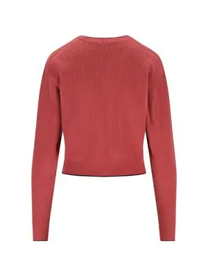 Chloé Cropped Fitted Wool Knit Logo Sweater - Multicolor