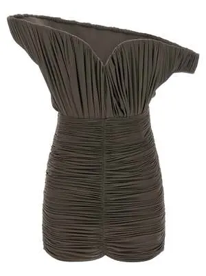 Magda Butrym 33" Draped Jersey Mini Dress - Brown