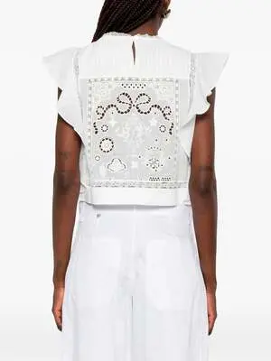 SELF-PORTRAIT Ramie Lace Frill Top