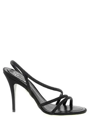 Rene Caovilla Crystal Embellished Stiletto Sandals - Black