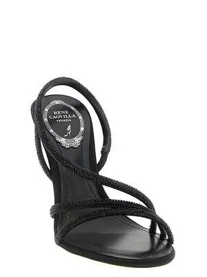 Rene Caovilla Crystal Embellished Stiletto Sandals - Black
