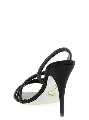 Rene Caovilla Crystal Embellished Stiletto Sandals - Black