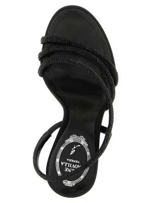 Rene Caovilla Crystal Embellished Stiletto Sandals - Black