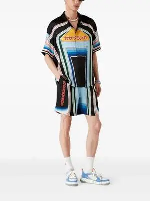 Casablanca Graphic Mountain Silk Shorts - Multicolor