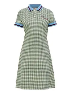 Marni Polo-collar Check Mini Dress - Green