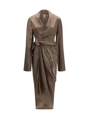 Rick Owens Asymmetric Wrap Dress With Knot Fastening