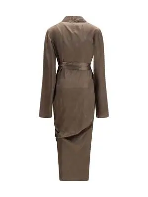 Rick Owens Asymmetric Wrap Dress With Knot Fastening