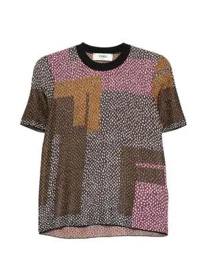 Fendi Peppered Motif" Short-sleeved Jumper - Brown