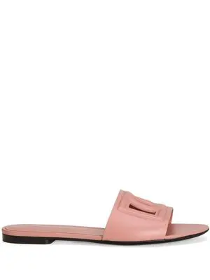 Dolce & Gabbana Dg Millennials Leather Flat Slides